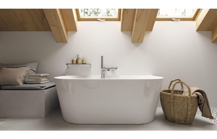 Acrylic bathtub back to wall freestanding 150 cm Silia